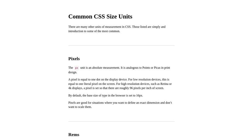 CSS Size Units