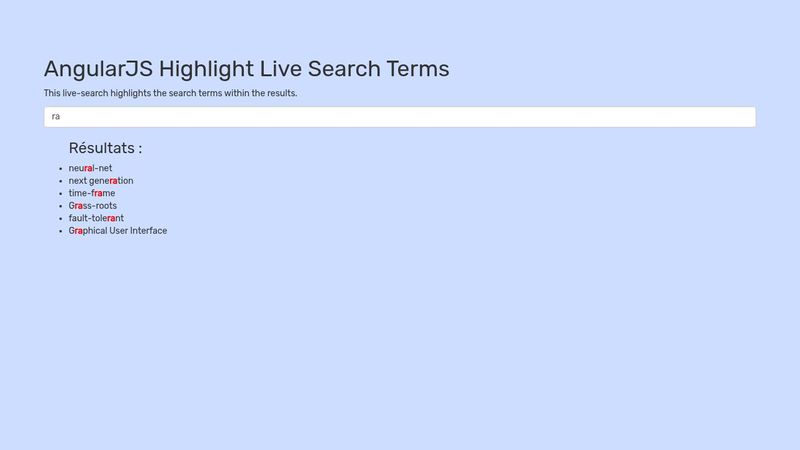 AngularJS Highlight Live Search Terms