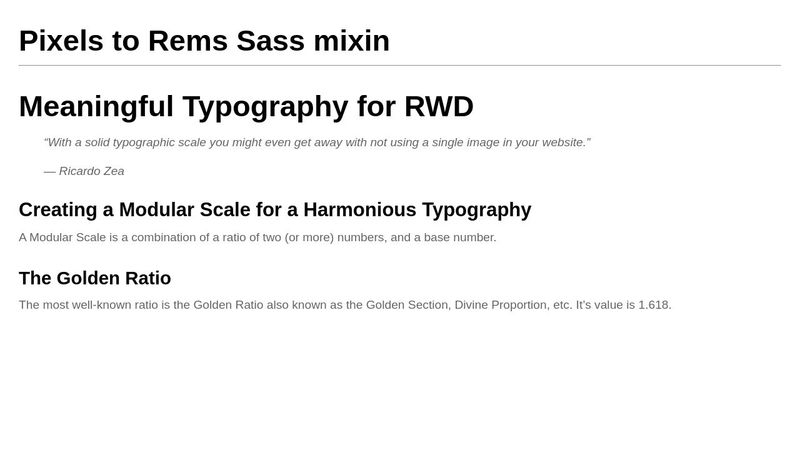 07 - Pixels to Rems Sass mixin