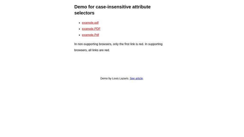 Demo for case-insensitive attribute selectors