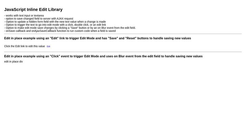 JavaScript Inline Edit Library