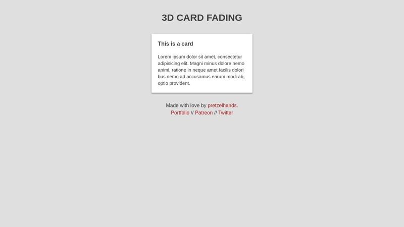 Pure CSS - 3D Card fading effects