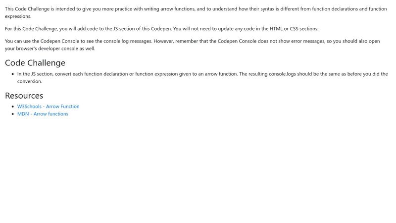 Code Challenge: JS - Arrow Function Writing Drills