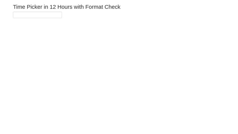 Time Picker in 12 Hours with Format Check (HTML + JS)