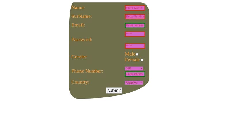 Transparent Registration form with HTML and CSS