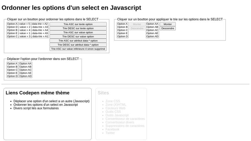 Ordonner les option d'un select en Javascript