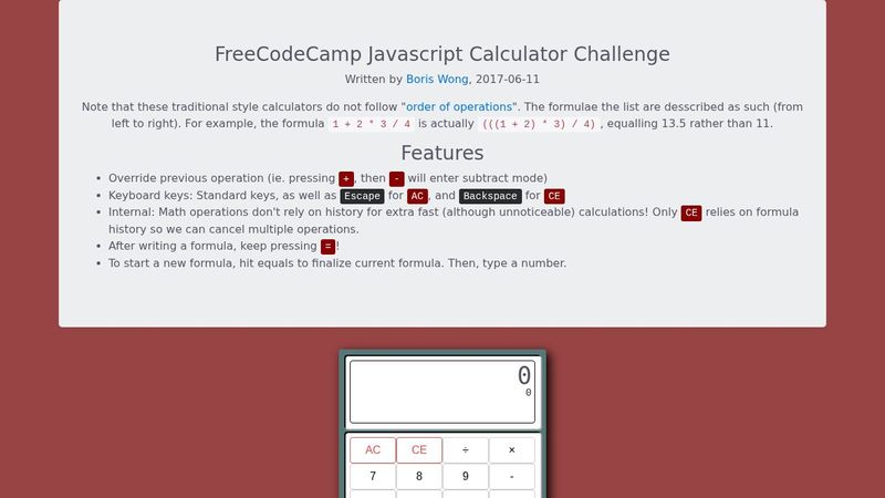 FreeCodeCamp JS Calculator