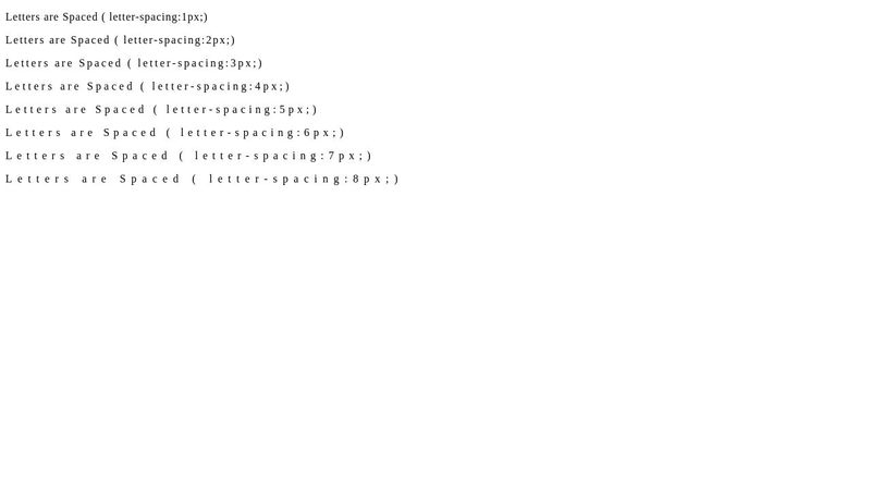 CSS - Letter Spacing