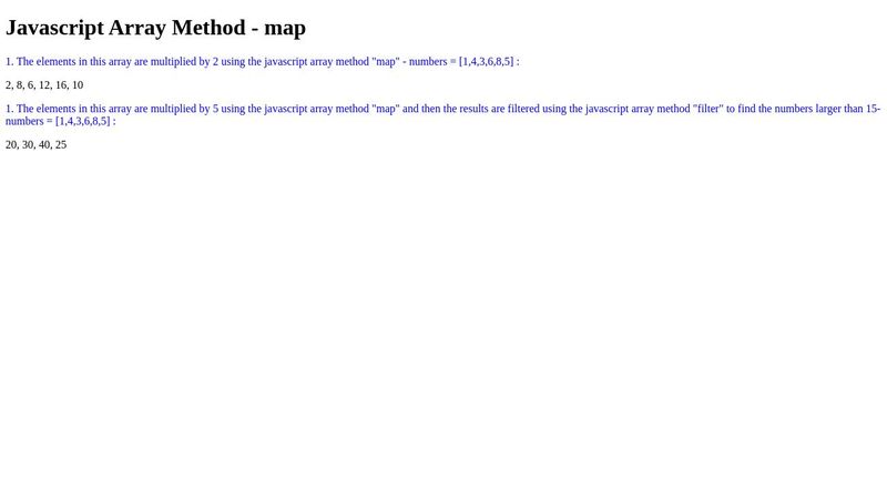 Examples using javascript array method "map"