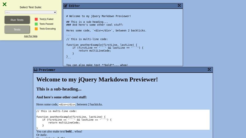 FCC: Markdown Previewer- jQuery