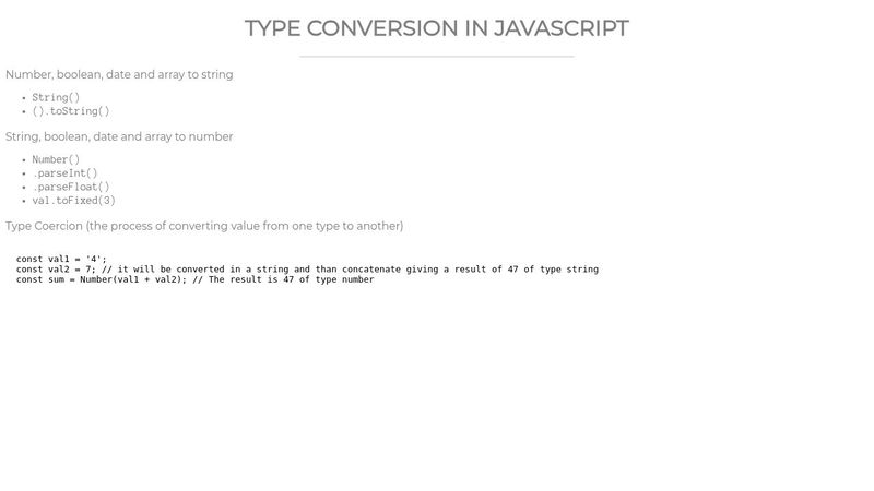 Type Conversion en JS