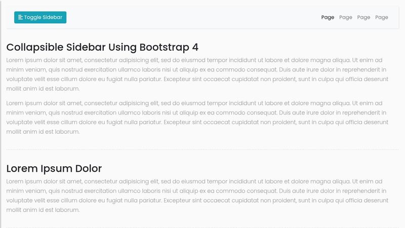 Collapsible Sidebar Using Bootstrap 4