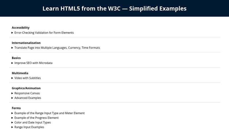 Learn HTML5 from the W3C — Simplified Examples
