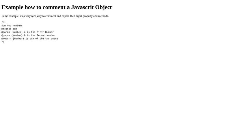 [JS][Object] - How to comment