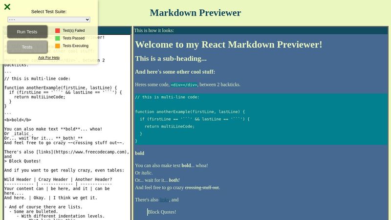 Markdown Previewer Freecodecamp React Redux Scss