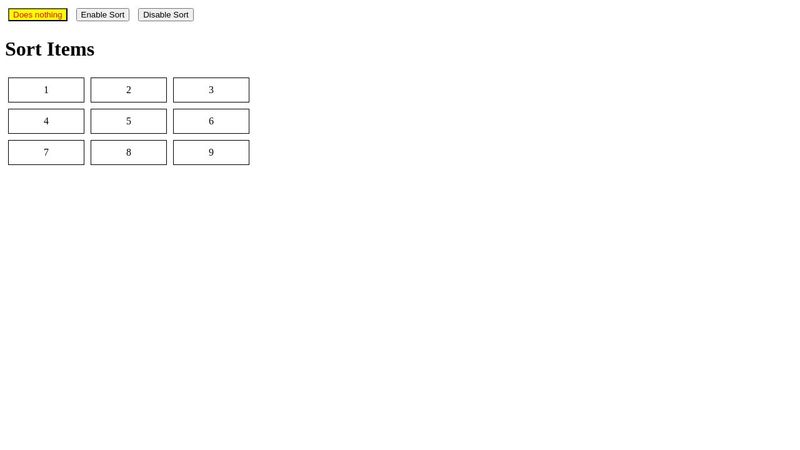 jQuery disable sort function - version 1//not working demo