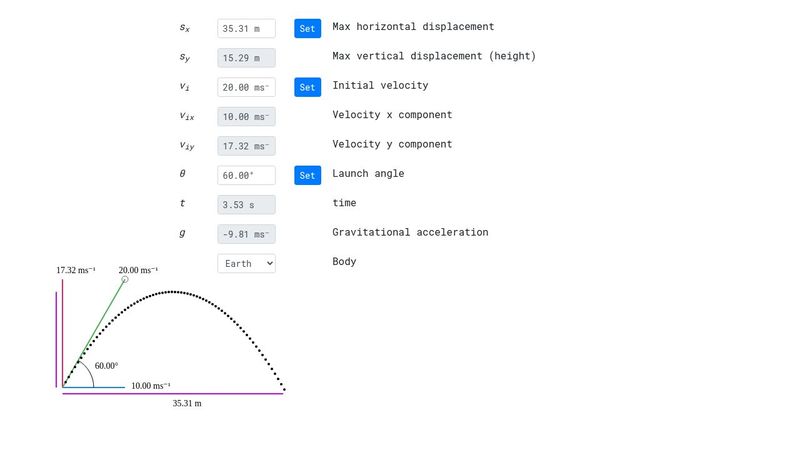 Physics with JS: 2d Projectile