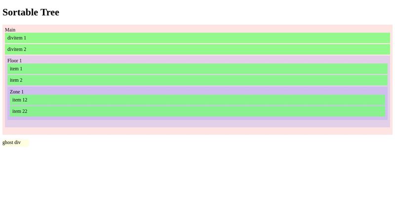 Sortable.js (RubaXa) - Tree (nested lists)