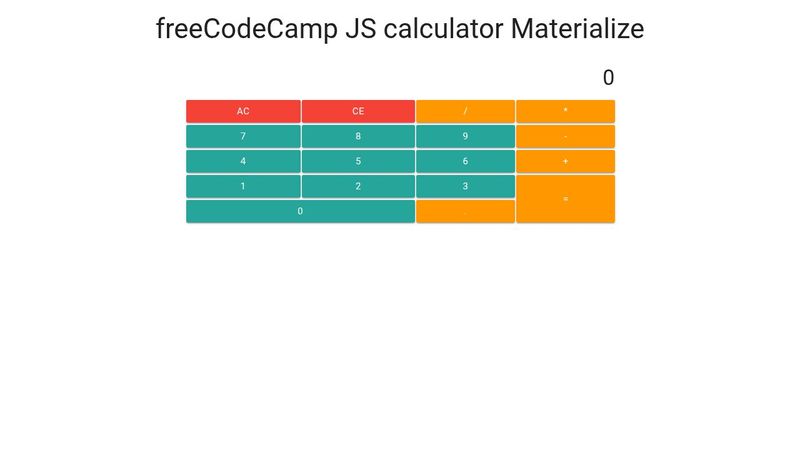 freeCodeCamp JS calculator Materialize