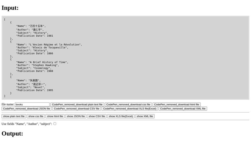 Export-From-JSON Example