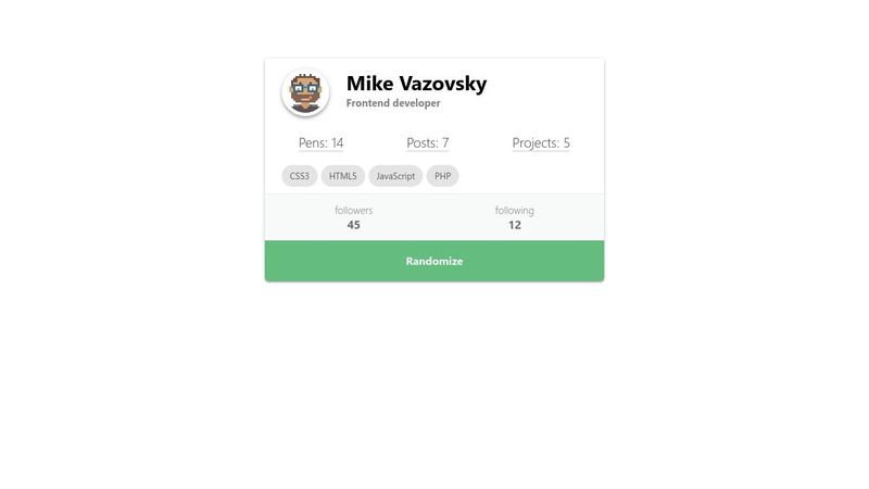React profile card