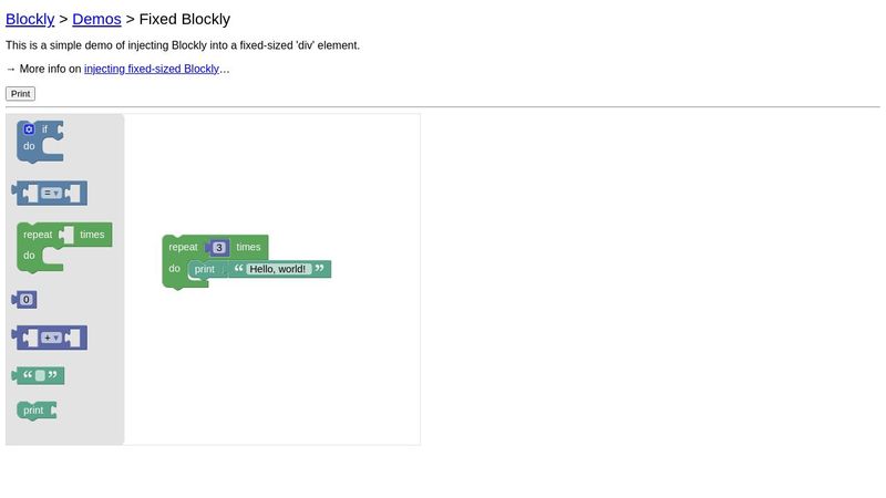 Blockly Demo: Fixed Blockly