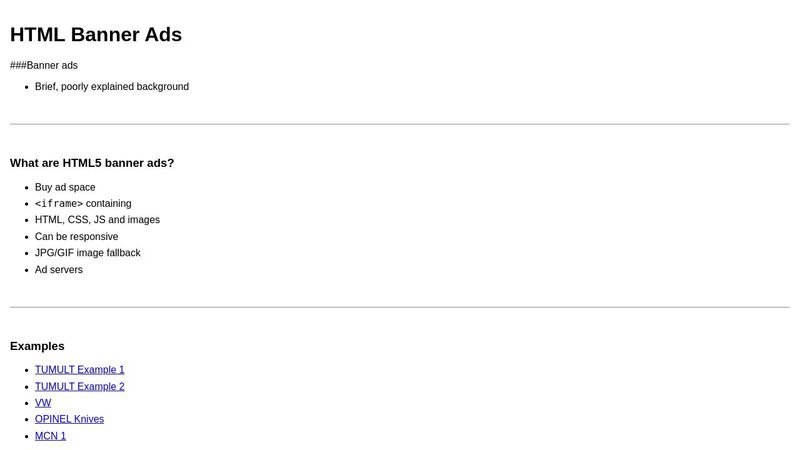 HTML Banner Ads Lighting Talk Notes