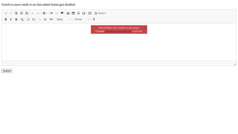 Disable Submit button in Source mode.