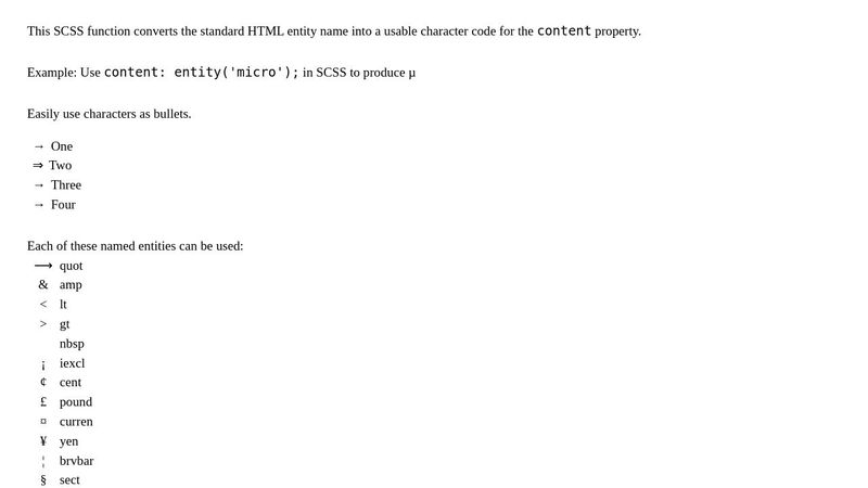 SCSS Function To Map HTML Entities To Unicode Characters scss-function-to-map-html-entities-to-unicode-characters