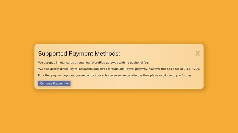 Payment Methods Popup
