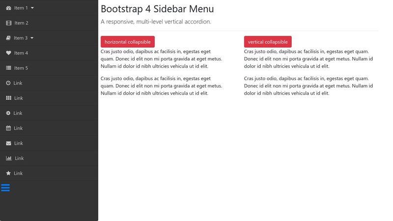 toggle sidebar bootstrap 4