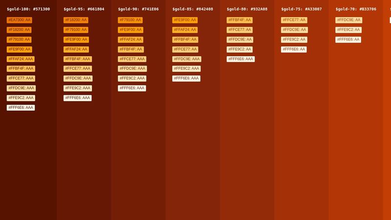 Color palette with chroma.js: gold