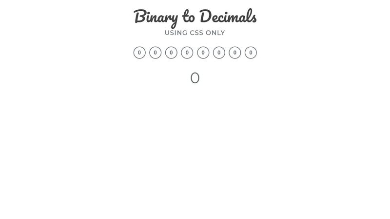 Pure CSS Binary to Decimal Converter