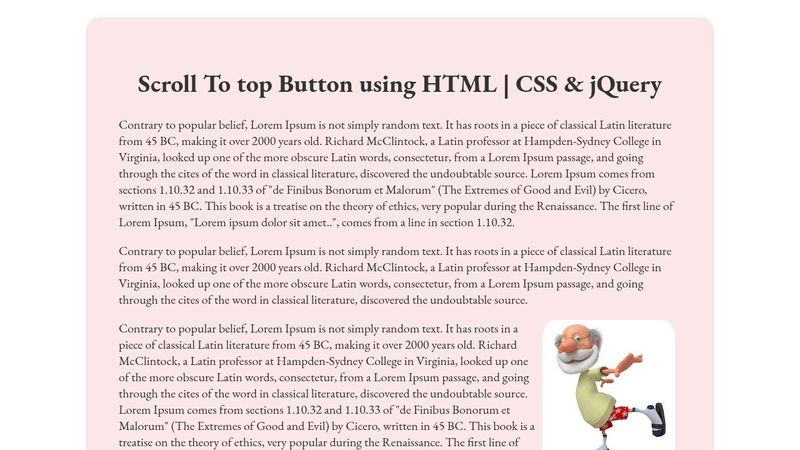 Scroll To Top Button using HTML , CSS & JQUERY