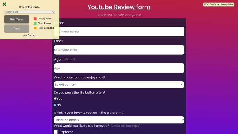 CodePen - Survey Form