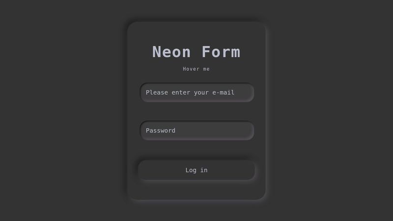 Neomorphic Neon Form - Dark Mode