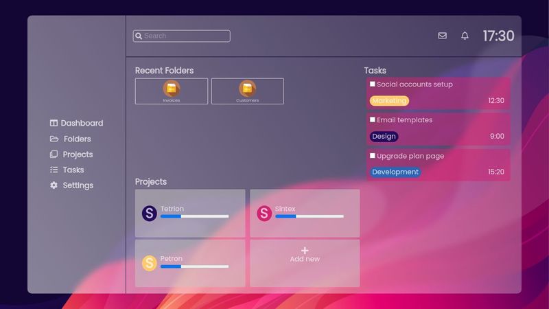 Glassmorphism dashboard