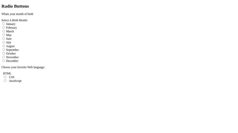 Activity 10 - Form Radio Buttons