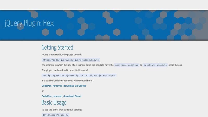 jQuery Plugin: Hex Docs