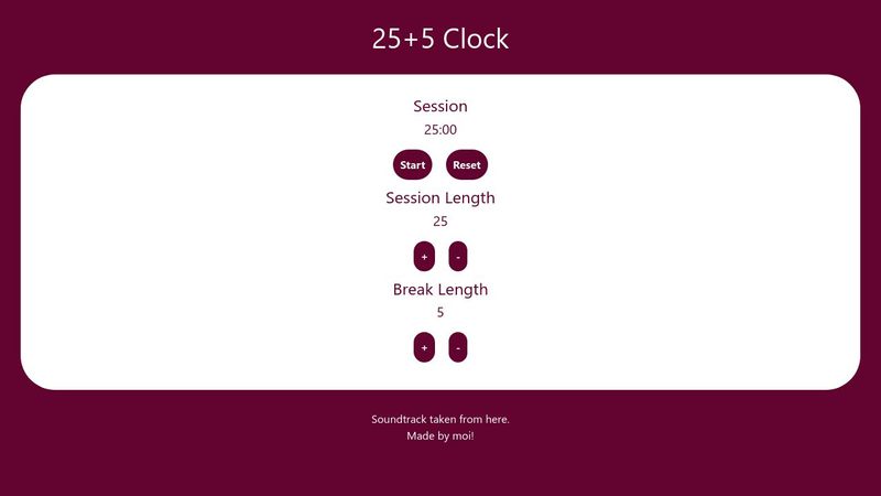 25 + 5 Clock (freeCodeCamp)