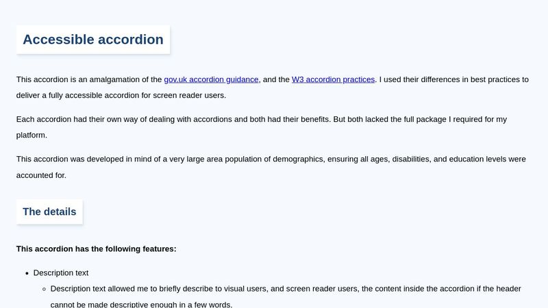 Fully Accessible Accordion with intelligent JavaScript and user controls