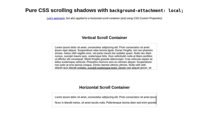CSS Scroll Shadows (Vertical + Horizontal), with iOS JS Fix