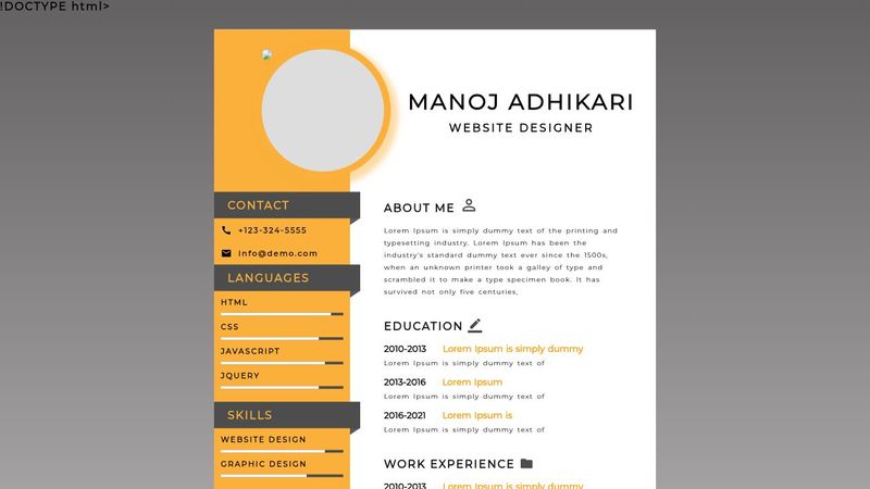 A simple HTML Resume