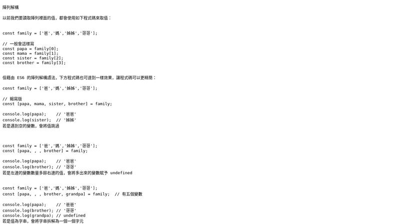 🏅 課前 Day 3｜ ES6 陣列解構與強化