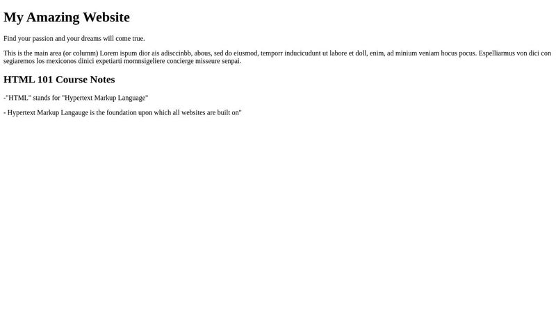 HTML 101 Course Notes