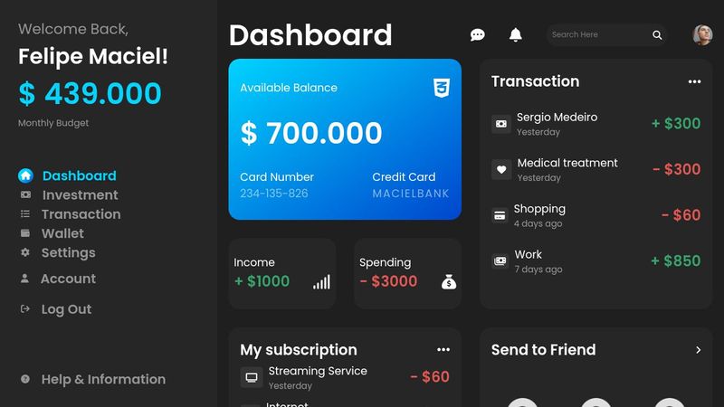 Bank Dashboard UI