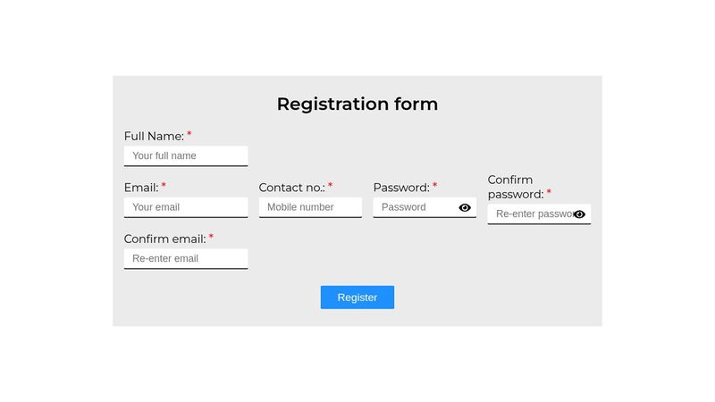 Simple registration form with validation