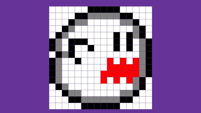 Pixel art ghost made with CSS grid
