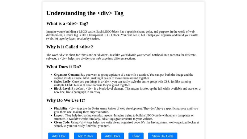 Interactive HTML Div Demo (What is a div tag)