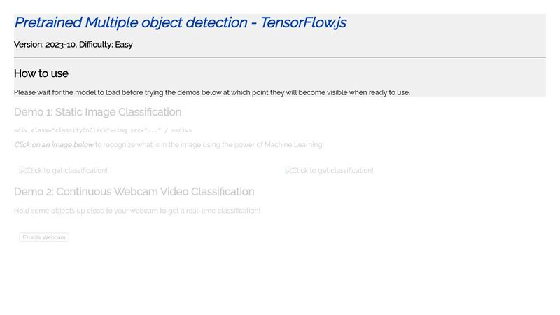 Pretrained multiple object detection - TensorFlow.js